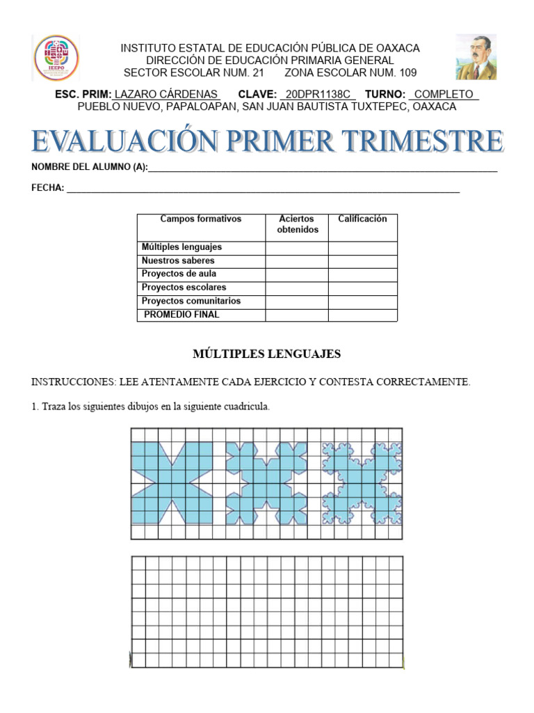 Evaluacion Primer Trimestre Pdf