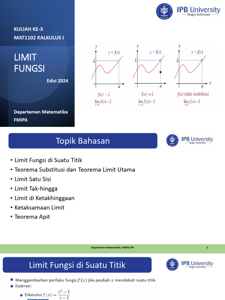 Slide Kuliah Ke-3 MAT1102 Kalkulus I - Edisi 2024 | PDF