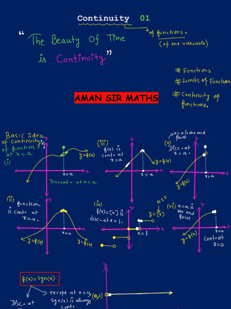 Continuity 01 - Class Notes - Bhannat Maths - Compressed | PDF