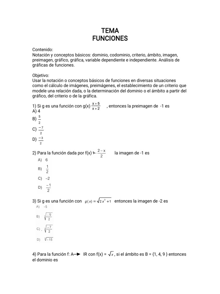 Práctica de funciones 1 conceptos básicos | PDF