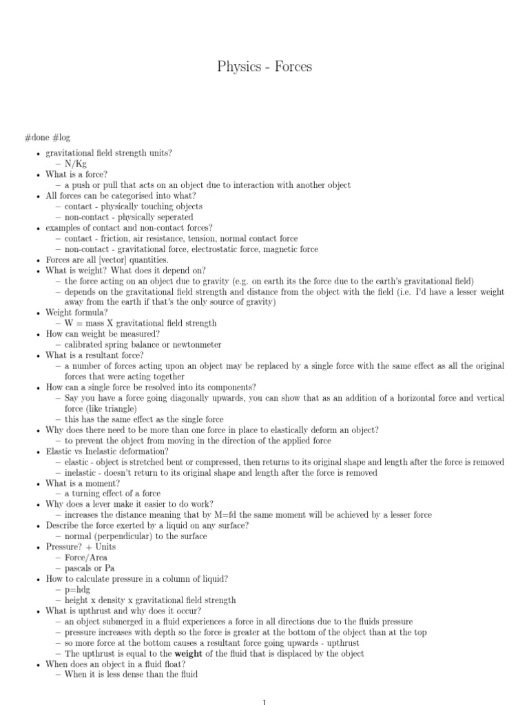 Physics - Forces | Download Free PDF | Force | Buoyancy