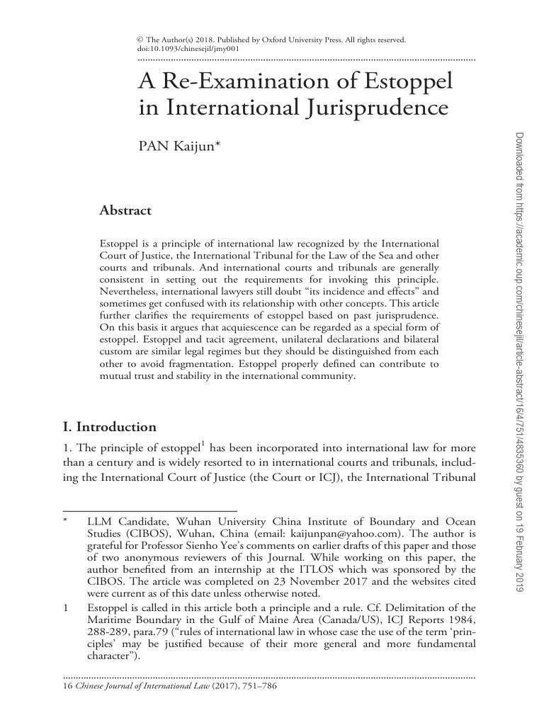 Re-Examination of Estoppel (Pan) | PDF | Estoppel | International Law