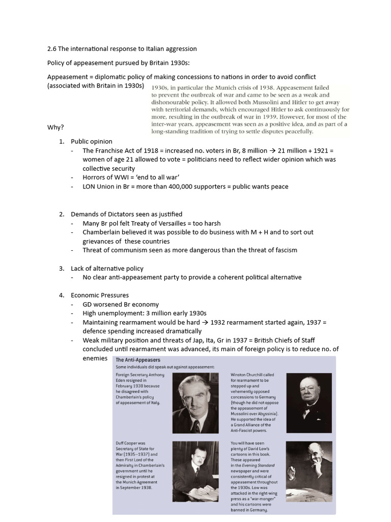 1930s Appeasement: Britain's Strategy | PDF | Neville Chamberlain ...