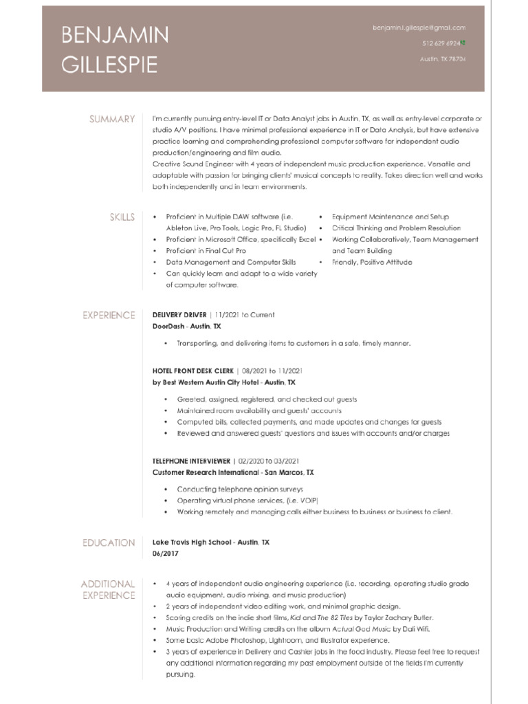 Benjamin Gillespie - Resume | PDF Benjamin Gillespie - Resume | PDF