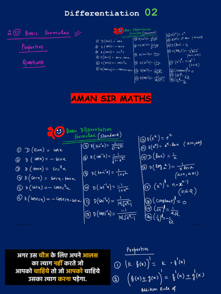 Differentiation 02 - Aman Sir - Bhannat Maths - Compressed | PDF