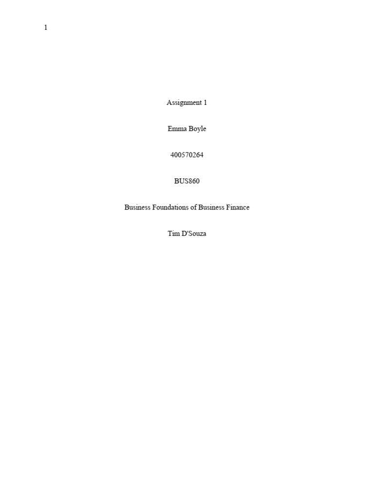 Assignment 1 - Emma Boyle | Download Free PDF | Equity (Finance) | Investing