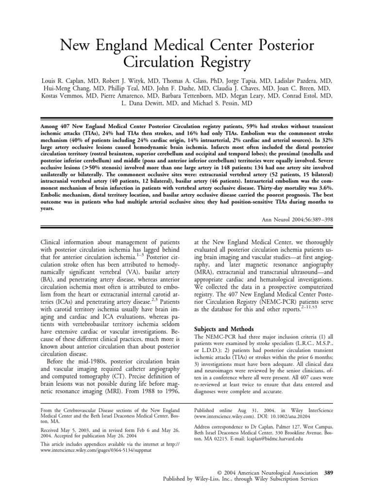 Caplan 2004 | PDF | Stroke | Embolism