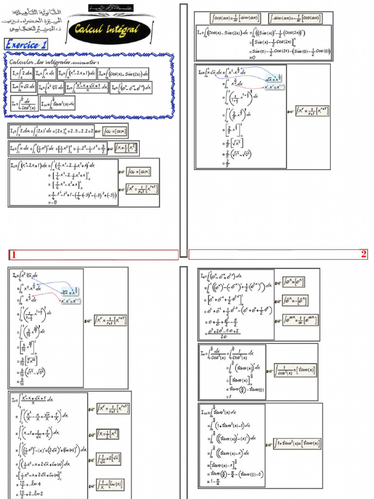 Exercices Corrigés Calcul Integral | PDF