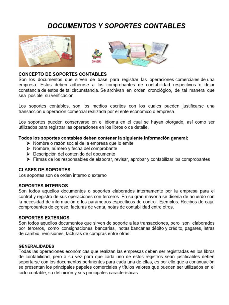 Documentos y Soportes Contables | PDF | Cheque | Contabilidad