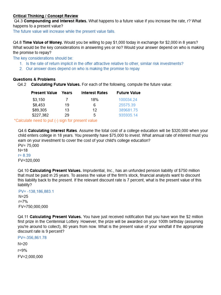 Topic 4- Time value of money | PDF | Present Value | Discounted Cash Flow