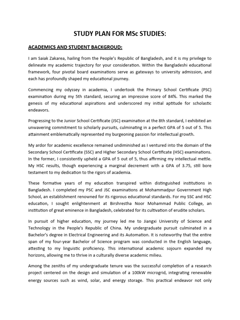 Study Plan For Graduate Studies | PDF | China | World Politics