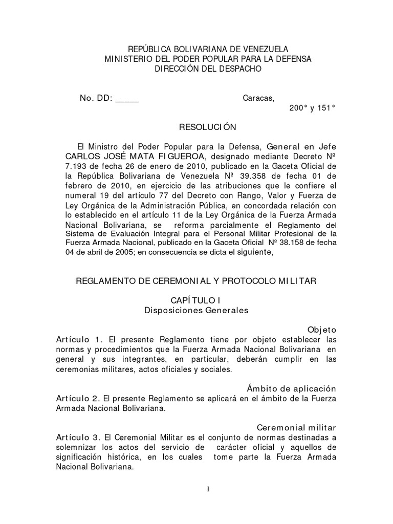 Reglamento de Ceremonial y Protocolo Militar - 2010 | Descargar gratis PDF | Oficial general ...