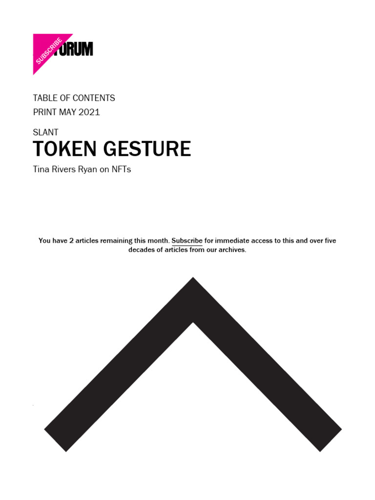 Tina Rivers Ryan On NFTs - Artforum International | PDF | The Arts