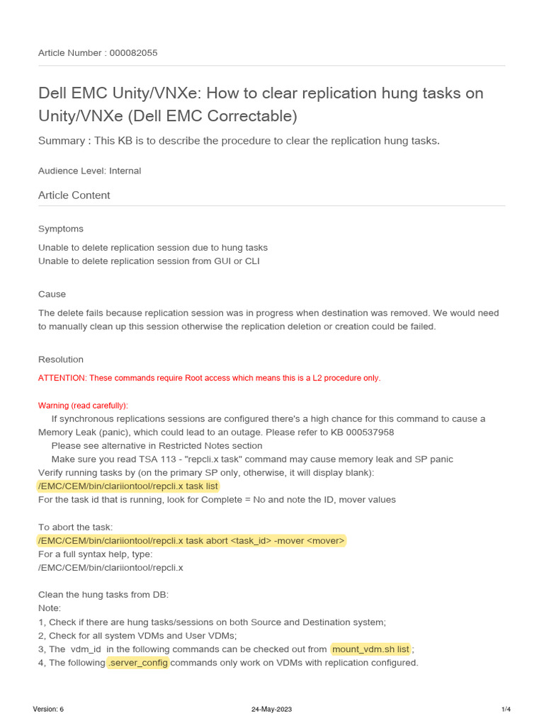 Article+Number_000082055_Dell+EMC+Unity_VNXe+How+to+clear+replication+hung+tasks+on | Download ...