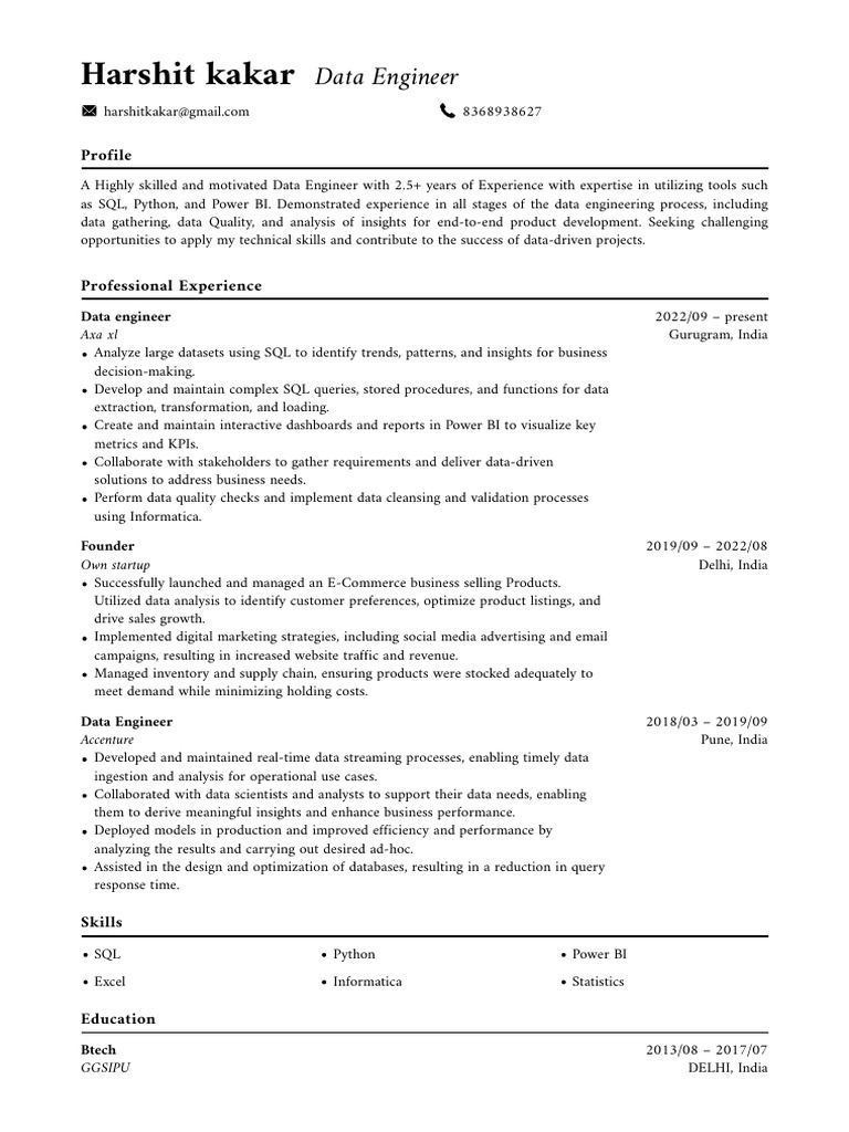 Harshit - Kakar - CV 2 - 1693990878453 - Harshit Kakar | PDF | Data Science | Data
