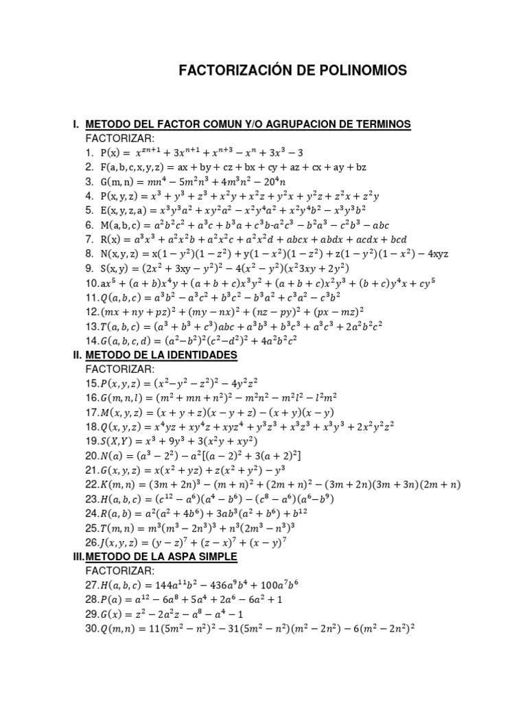 Factorizacion de Polinomios | PDF