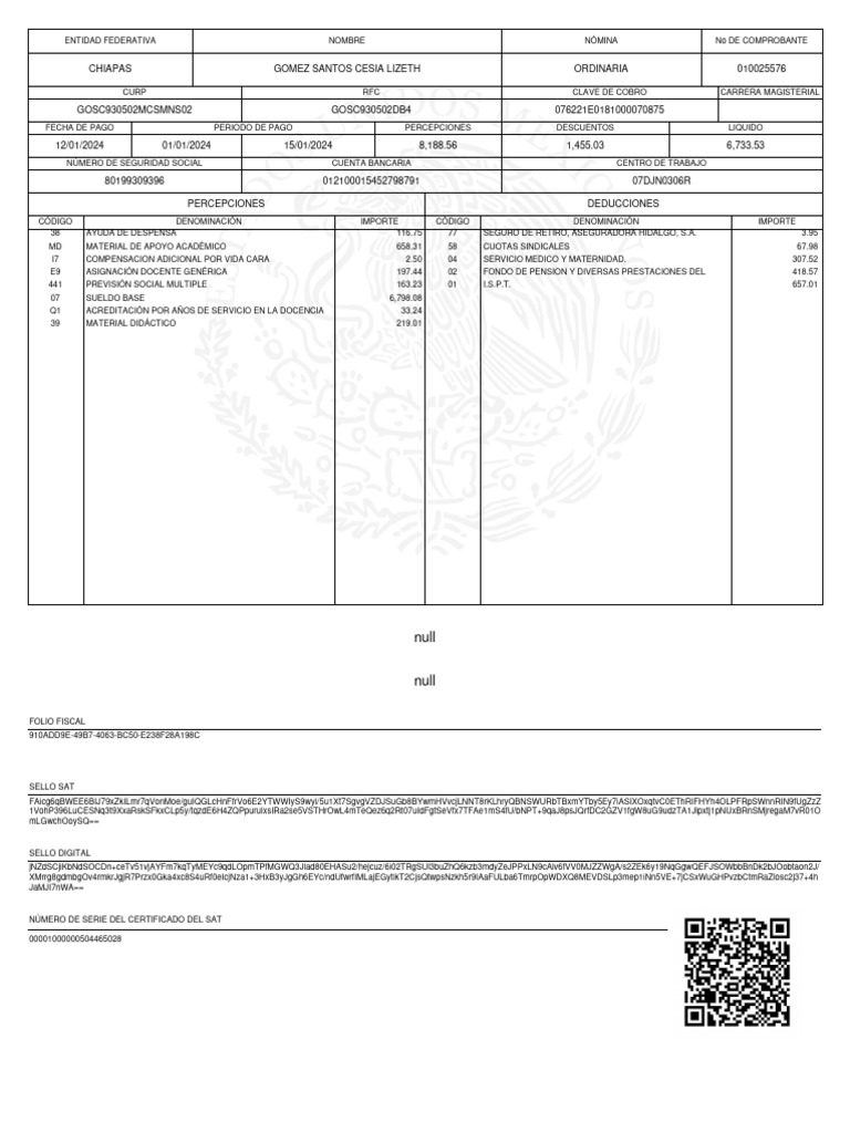 Cesia Gomez Talón de Cheque | PDF
