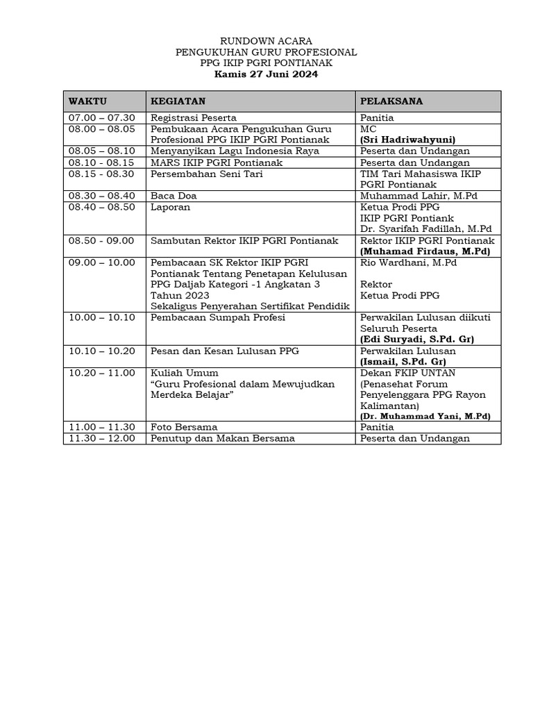 Contoh Rundown Lengkap | PDF