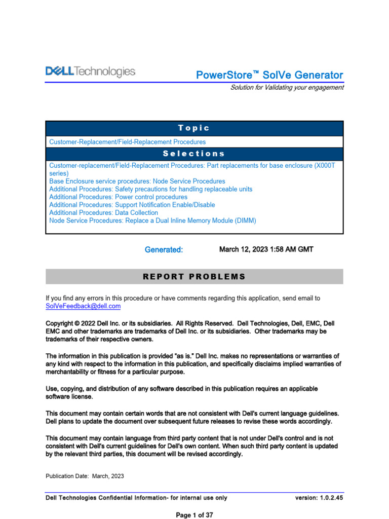 PowerStore - Customer-Replacement - Field-Replacement Procedures-Part ...