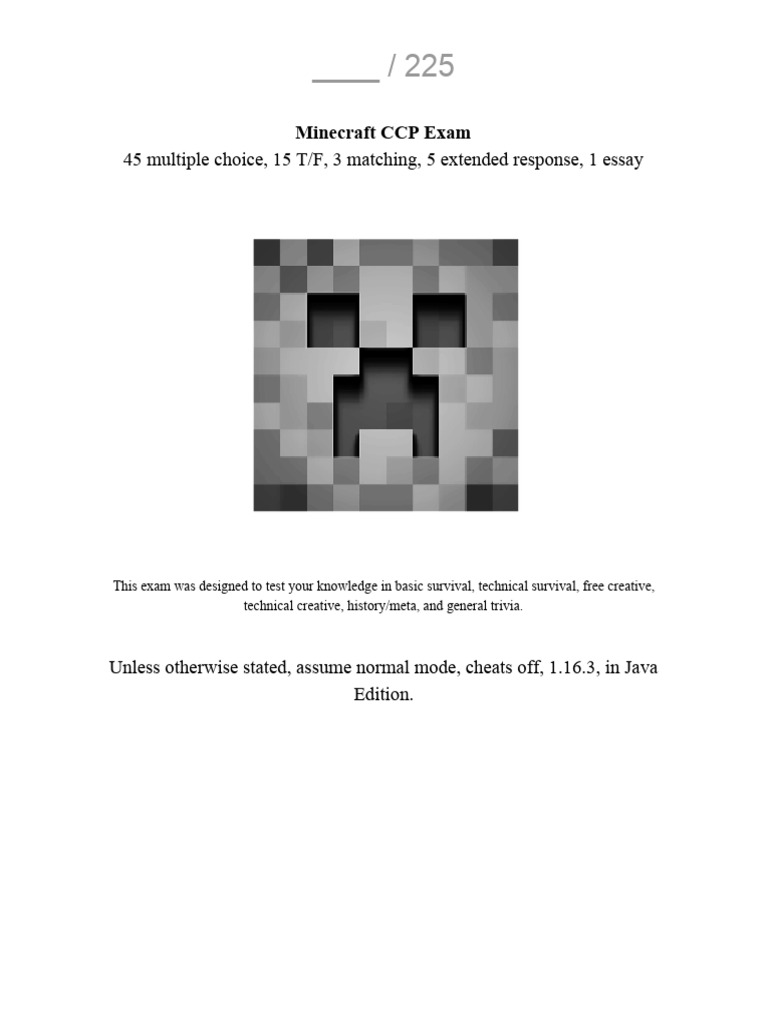 Minecraft CCP Exam | PDF | Minecraft