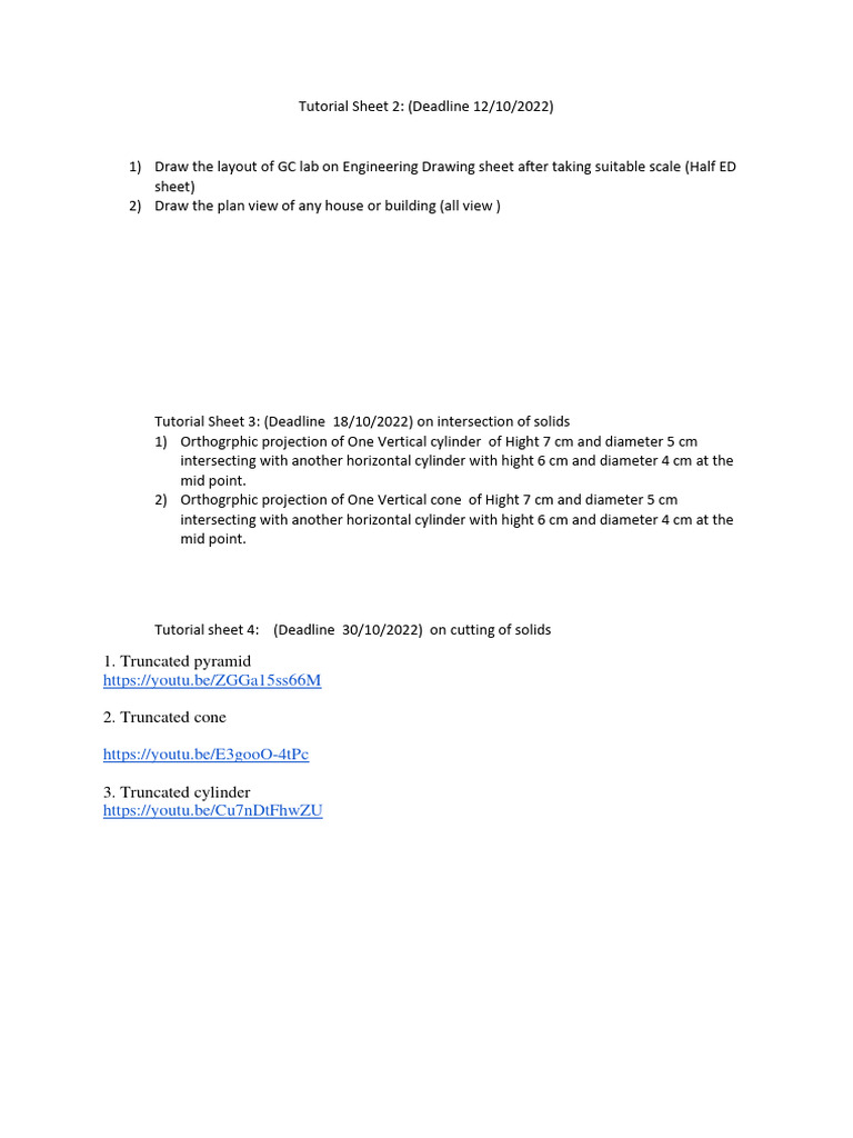 Tutorial Sheet 2, 3, 4 | PDF