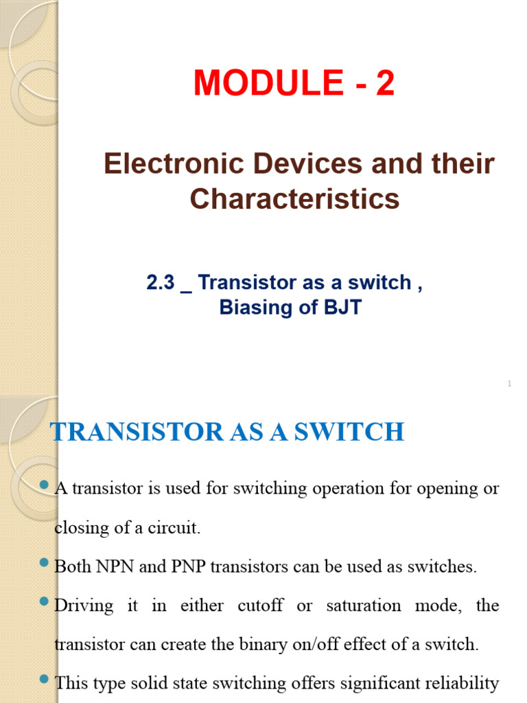 1.6 Transistor As A Switch, Biasing of BJT | PDF | Bipolar Junction ...