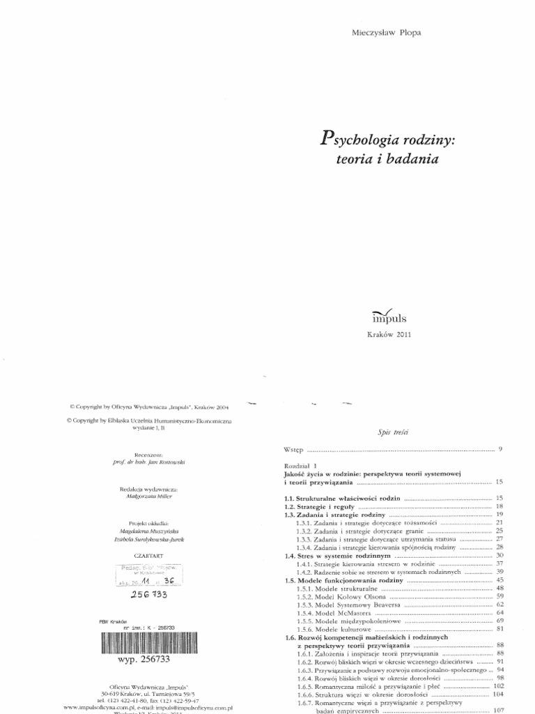 Plopa, M. - Psychologia Rodziny Teoria I Badania | PDF