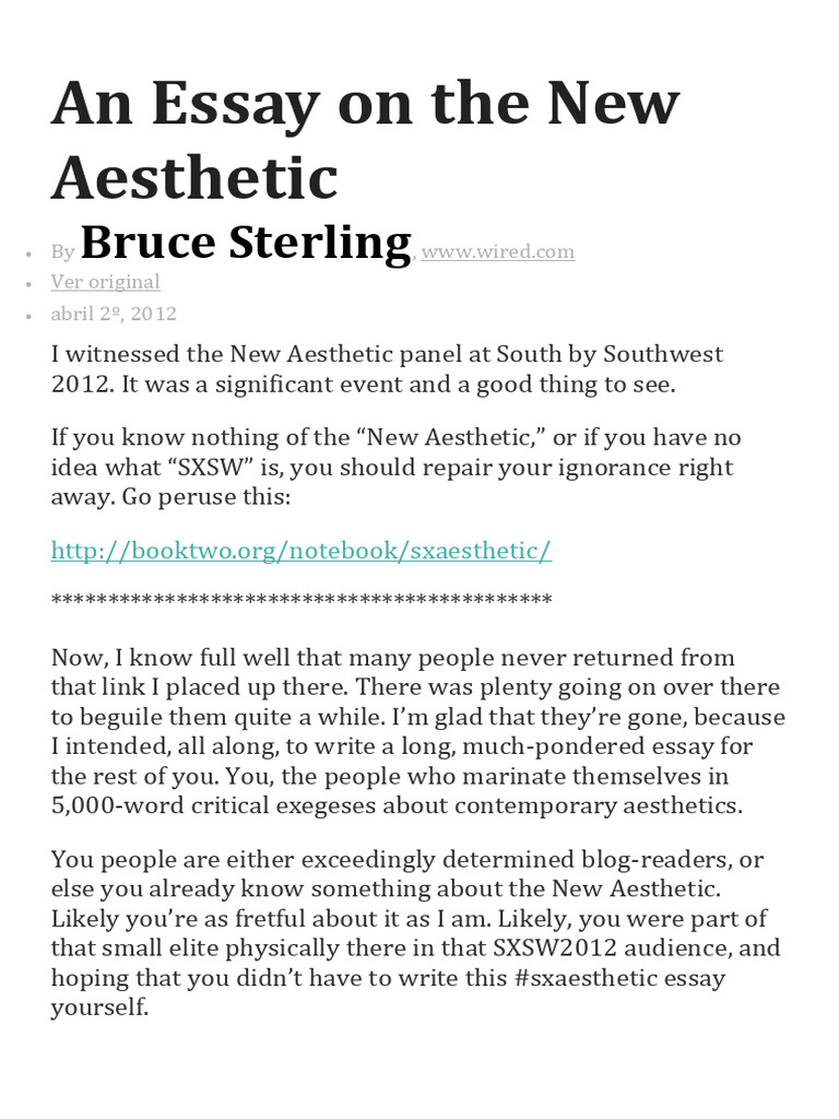 Bruce Sterling - An Essay On The New Aesthetic | PDF | Aesthetics | Reality