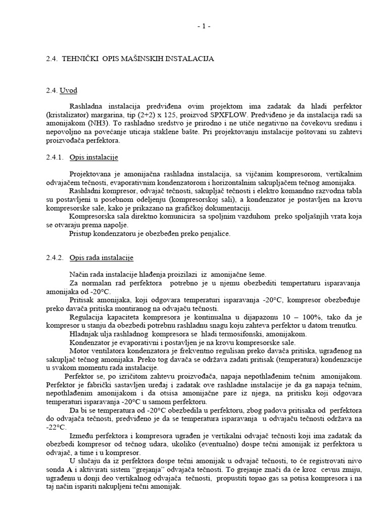 Tehnički Opis I Proračun MI PROJEKAT E - 240-22 - PZI - PURATOS - 3-2 | PDF