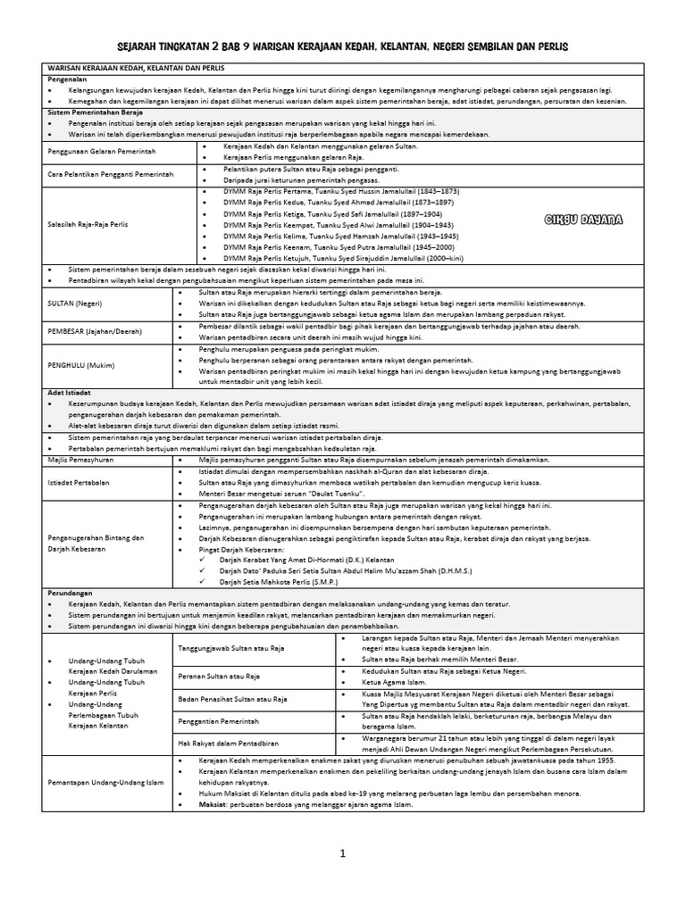 Sejarah Tingkatan 2 Bab 9 | PDF