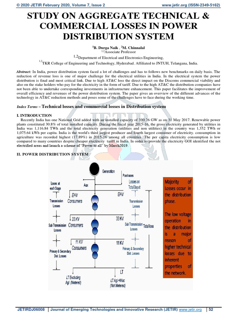 JETIRDJ06008 STUDY ON AT&C losses in Power distribution System 2020 | PDF | Electric Power ...