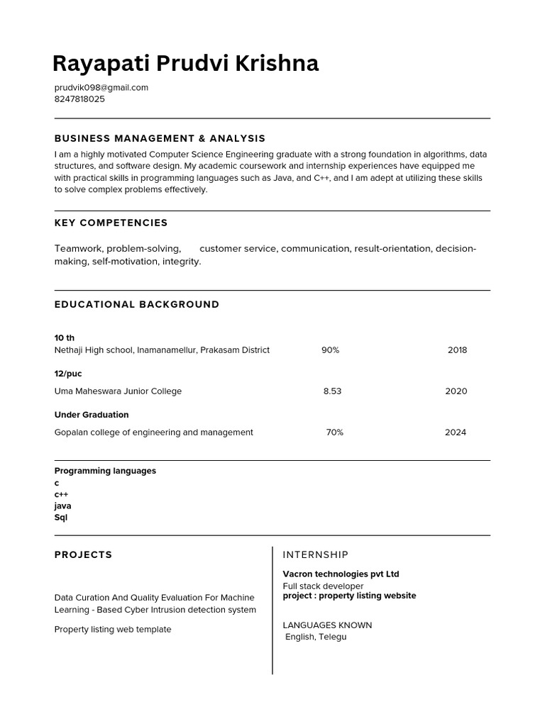 Computer Science Graduate Resume | PDF