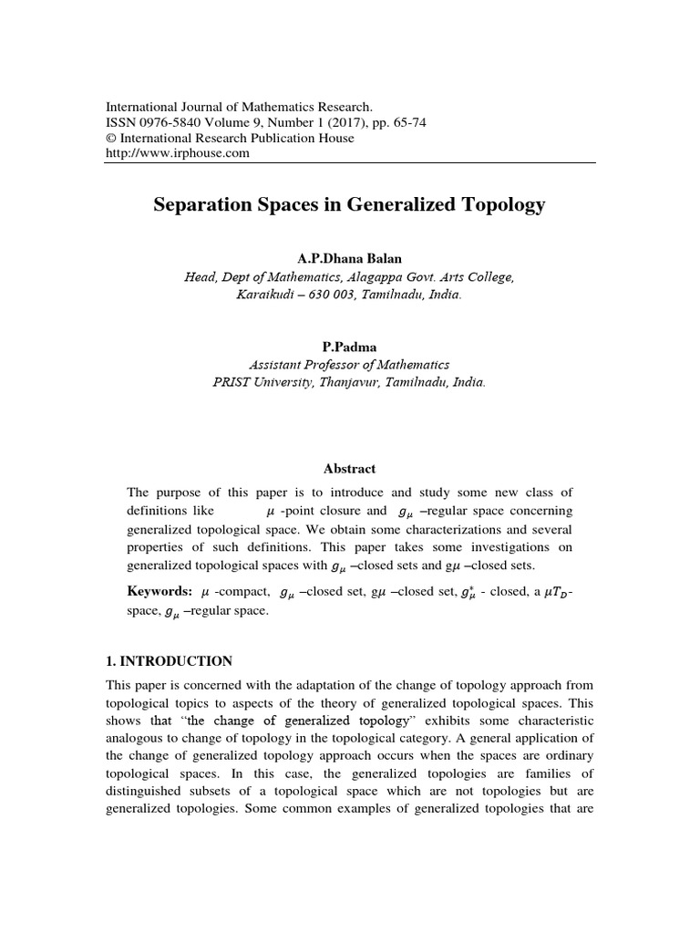 Seperation Spaces in Topology | Download Free PDF | Continuous Function | Compact Space