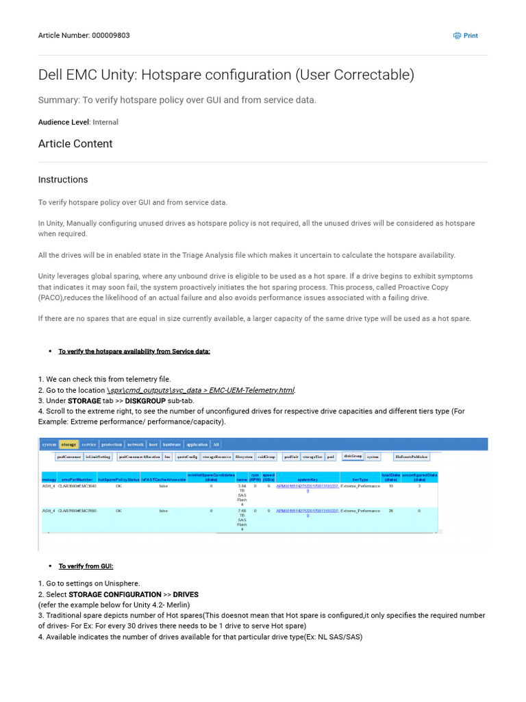 Dell EMC Unity - Hotspare Configuration (User Correctable) - Dell US | PDF | Information ...