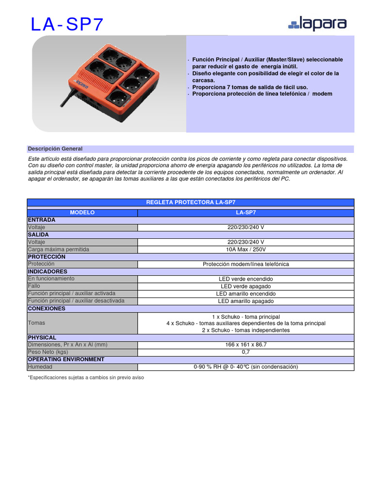 1 1 LA SP7 Tabla | PDF | Diodo emisor de luz | Informática