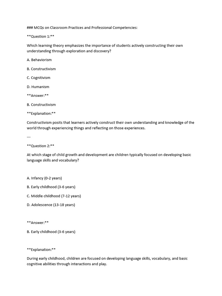 Classroom Practices and Professional Competencies | PDF | Learning ...