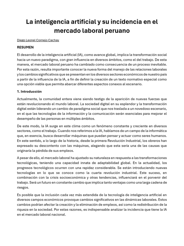 La Inteligencia Artificial y Su Incidencia en El Mercado Laboral ... La Inteligencia Artificial y Su Incidencia en El Mercado Laboral ...