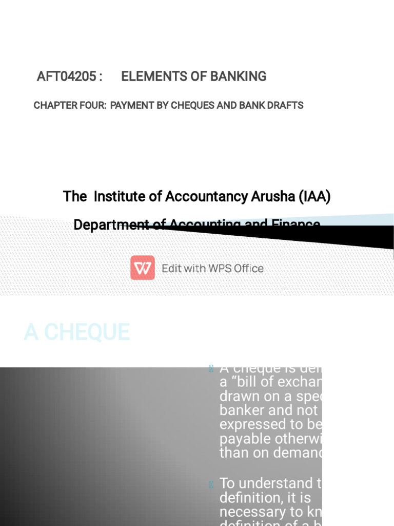 Chapter 3 Payment by Cheque and Bank Draft | PDF | Cheque | Payments