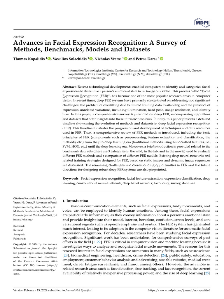 MDPI Article Template 1 - 43 | PDF | Deep Learning | Emotions
