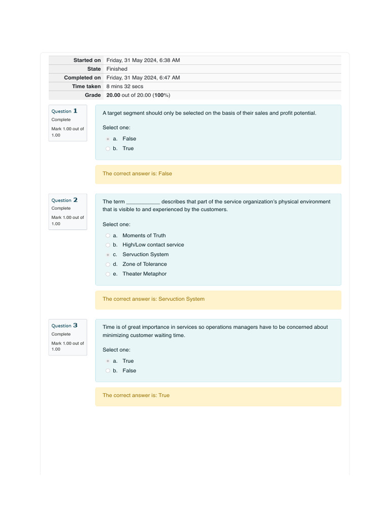 Quiz 1 - Chapters 1,2&3 - Attempt Review - TRU Moodle | PDF | Marketing ...
