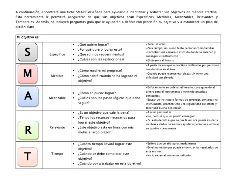 Ficha Objetivos Smart | PDF