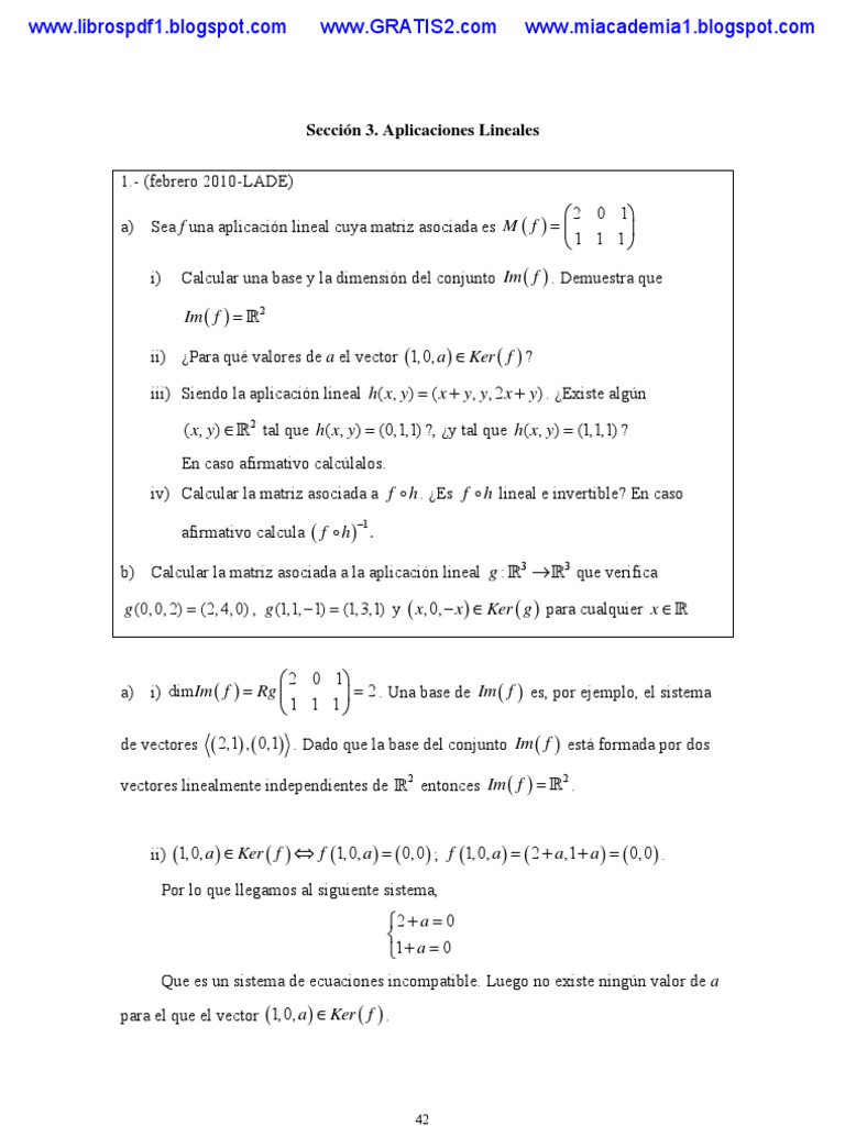 Aplicaciones Lineales y Matrices | PDF | Mapa lineal | Teoría del operador