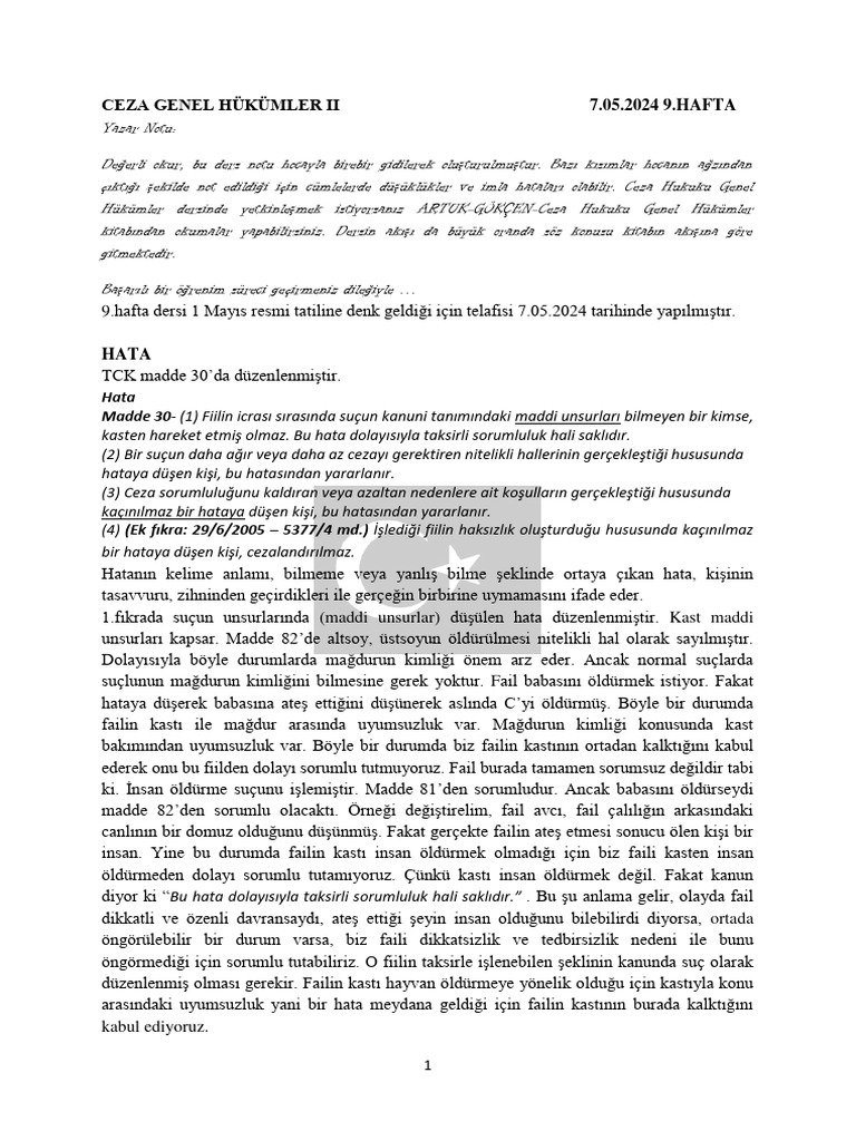 Ceza 2 Kemalın Not | PDF