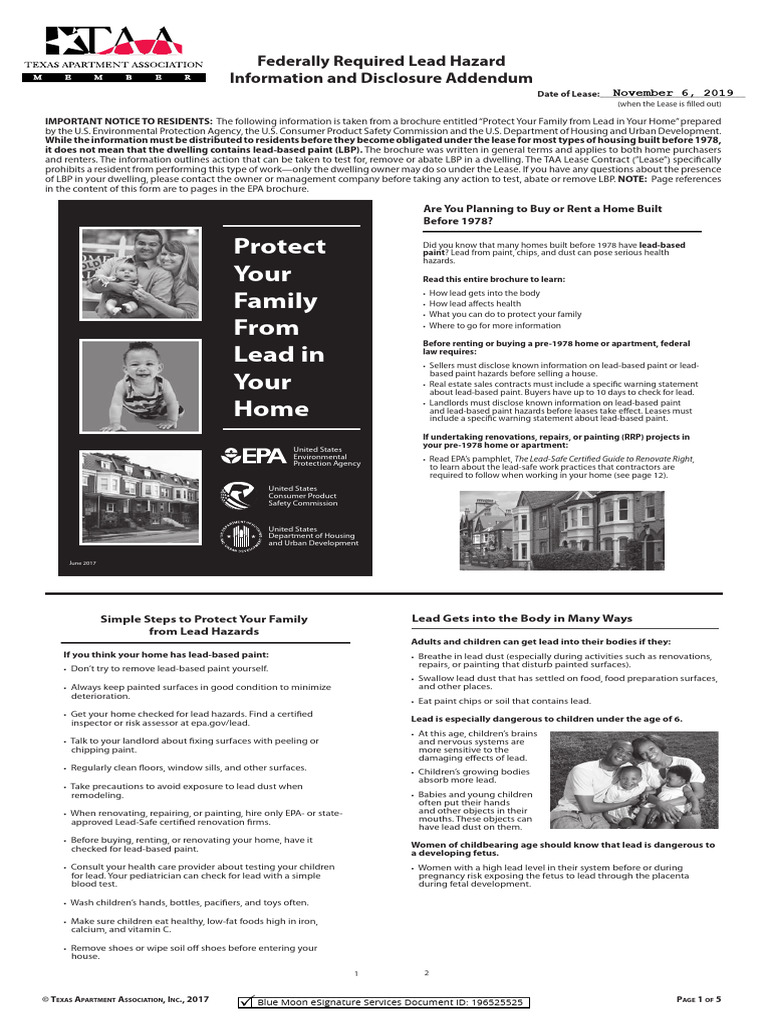 Protect Your Family From Lead in Your Home: Federally Required Lead ...