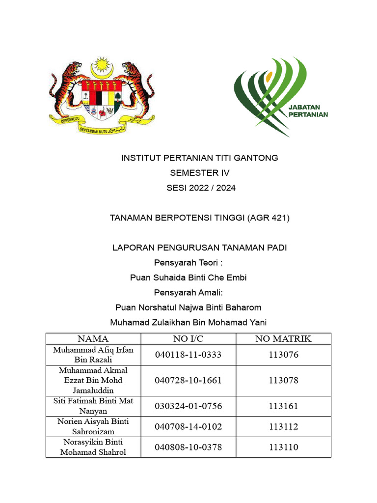 Agr 421 - Padi | PDF
