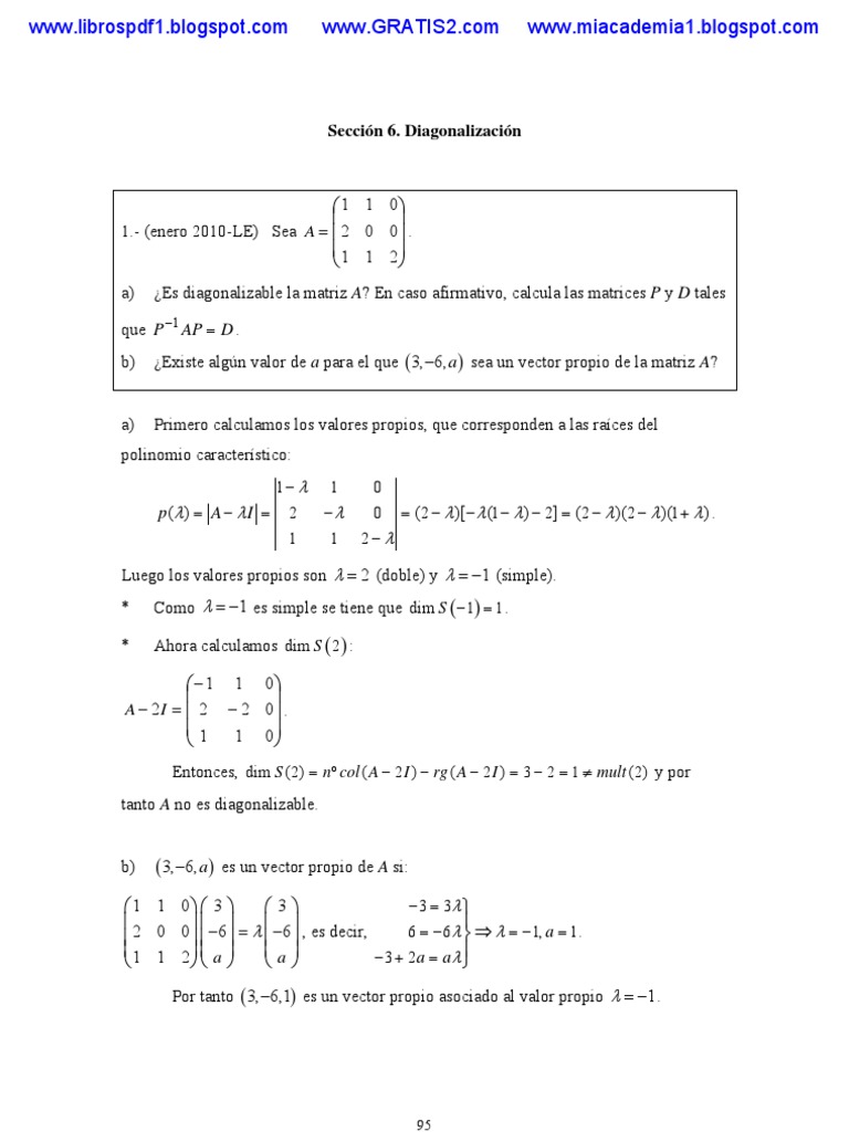 Ejercicios Resueltos Diagonalizacion | PDF | Valores propios y vectores propios | Análisis funcional