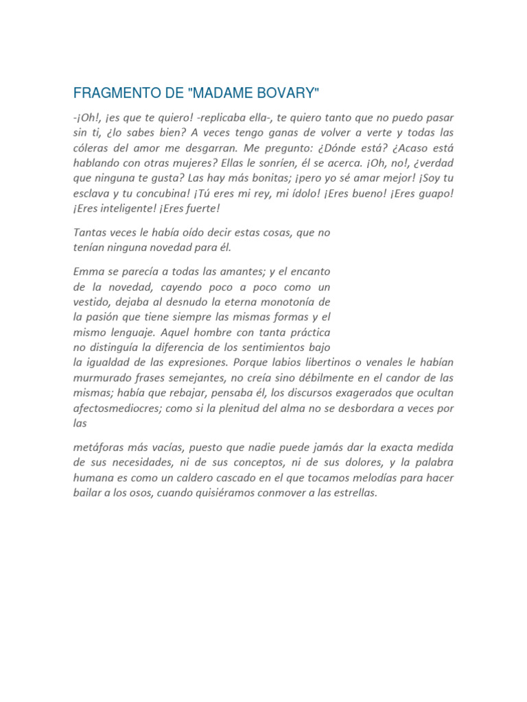 Fragmento de Madame Bovary | PDF