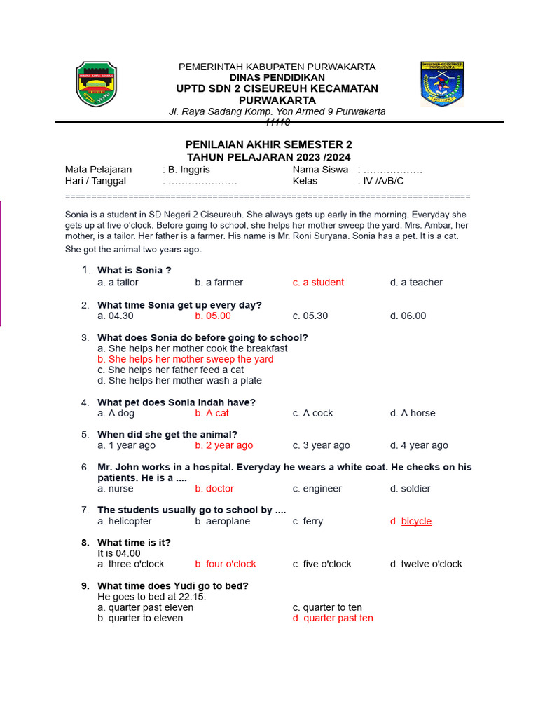 SAS B. INGGRIS 2023-2024 | Download Free PDF | Animals And Humans