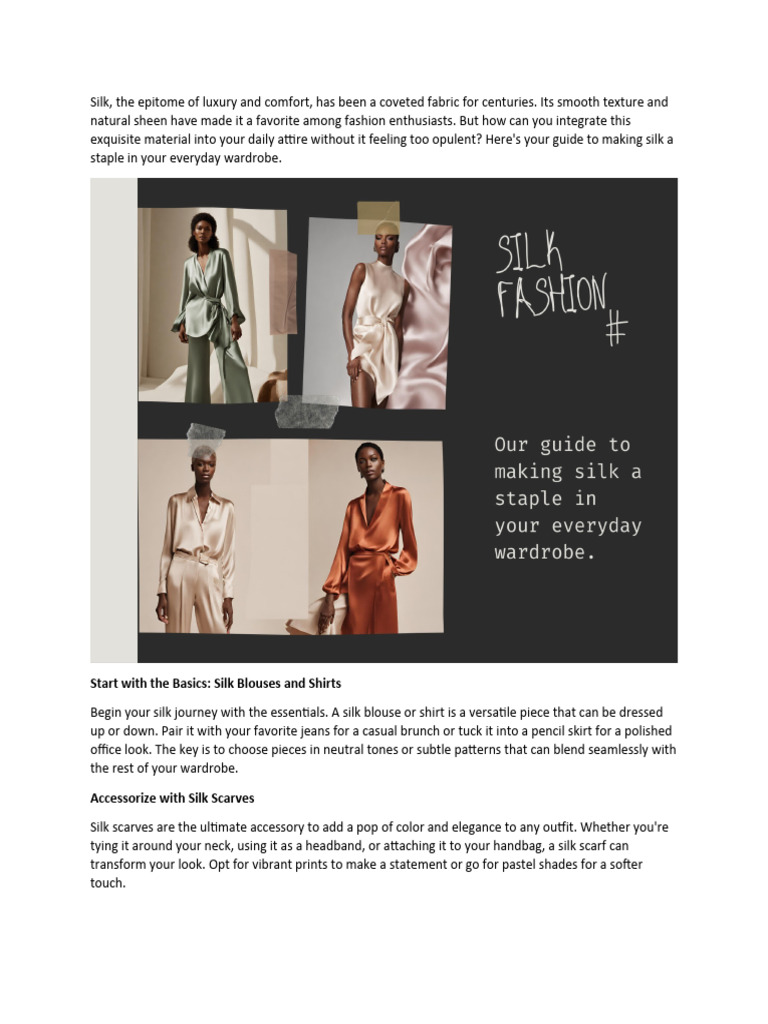 Integrating Silk into Everyday Fashion | PDF | Clothing | Dress