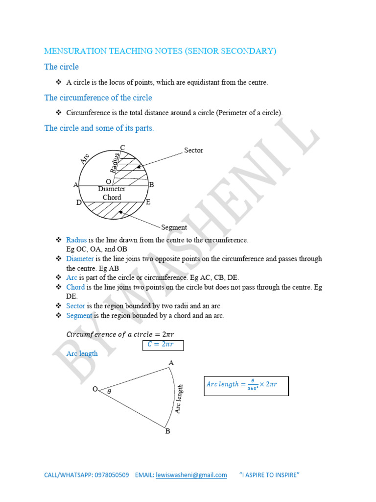 Mensuration Teaching Notes | PDF | Area | Triangle